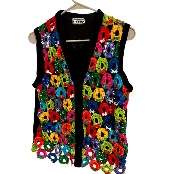 berek | Tops | Colorful Sequin Embellished Vintage Christmas Wreaths ...